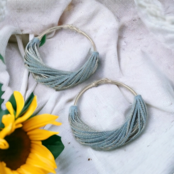 Jewelry | Denim Hoop Earrings | Poshmark